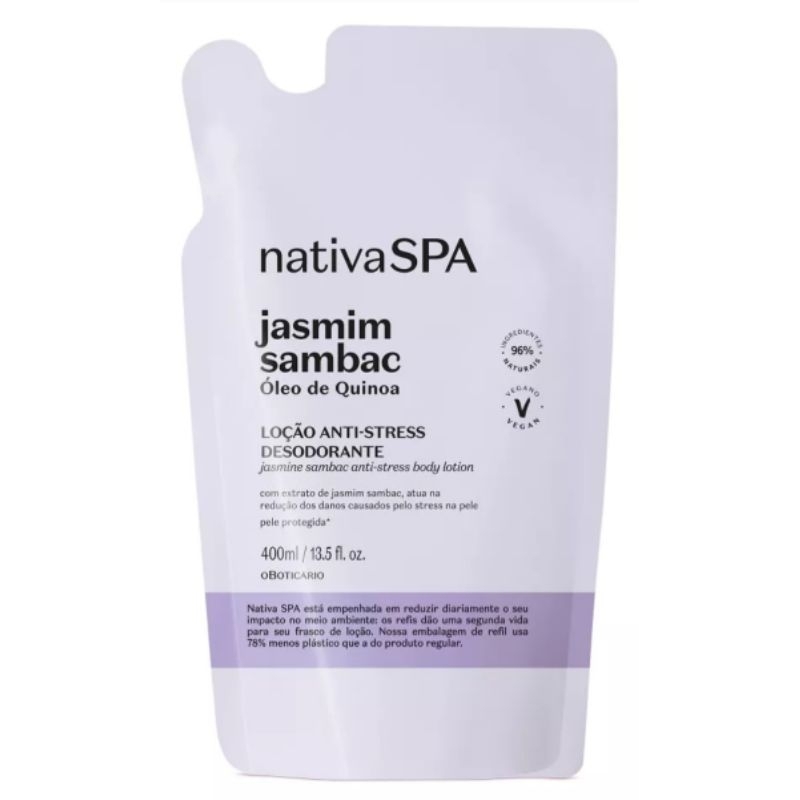 Refil Hidratante Nativa Spa Anti Stress Jasmim Sambac 400ml Tipo De ...