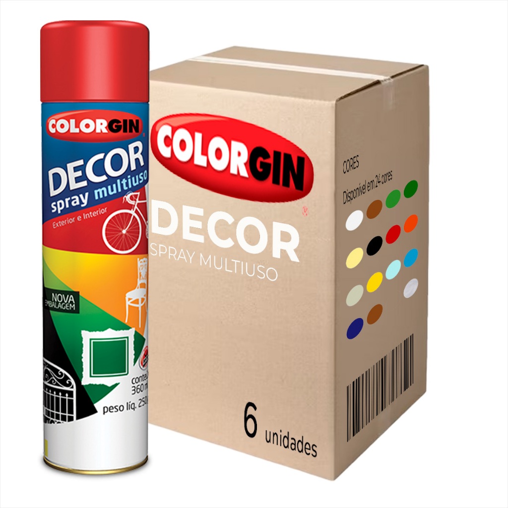 Tinta Spray Multiuso Decor 360ml Colorgin Kit C/6 Und | Shopee Brasil