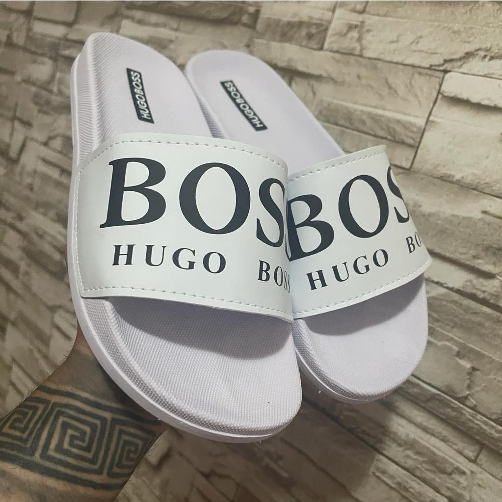 Chinelo Slide Feminino Masculino HUGO BOSS Branco Preto Tendência 2024 ...