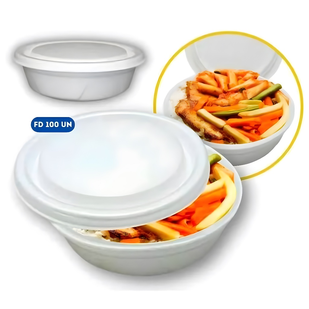 Marmitex Isopor P/ Marmita 750ml C/ Tampa - 100 Unidades - Escorrega o ...