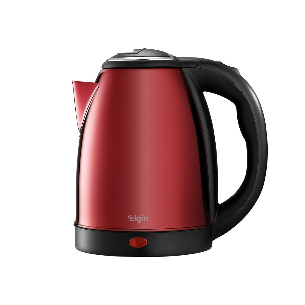 Chaleira elétrica inox 1,8L com desligamento automático vermelha Elgin - Faz a Boa!