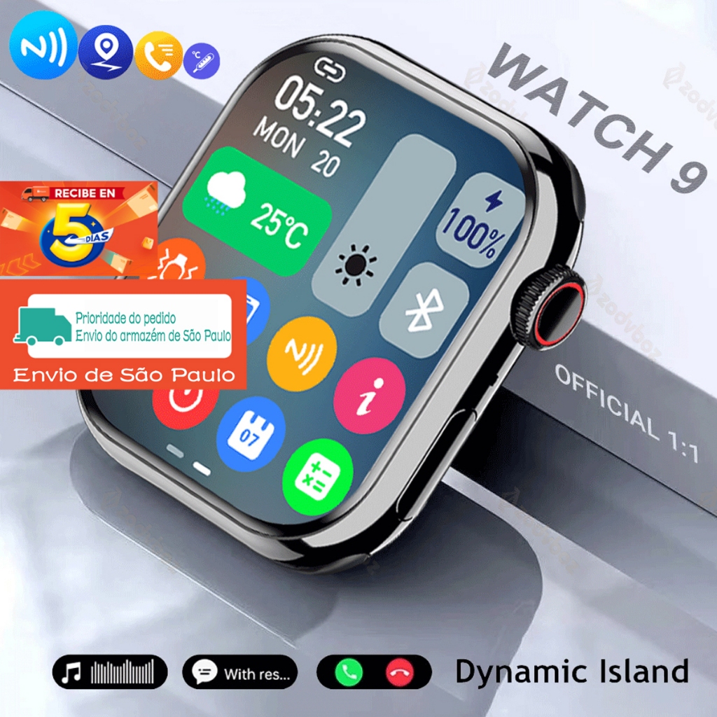 2024 Novo Relógio Original 9 Smart Watch 9 pro Men Bluetooth Chamada De Temperatura Corporal NFC ...