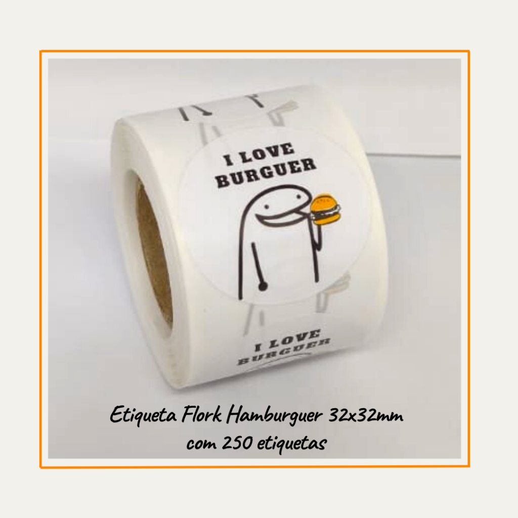 250 Etiquetas Adesivas Flork Bento Para Hamburguer Lanches Fast Food ...