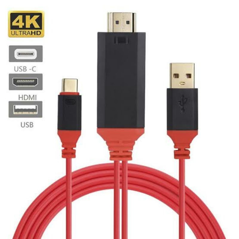 Cabo type c usb para hdmi com usb 1.8metros | Shopee Brasil