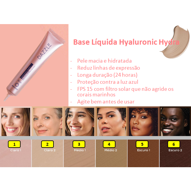 Base Líquida Hyaluronic Hydra Dazzle 30ml Hinode | Shopee Brasil