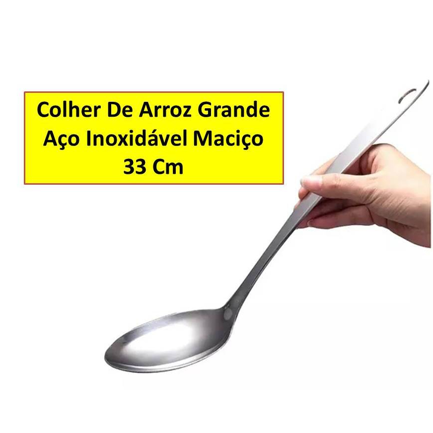 Colher Grande Para Arroz Em Aço Inox 33 CM Nicobem | Shopee Brasil