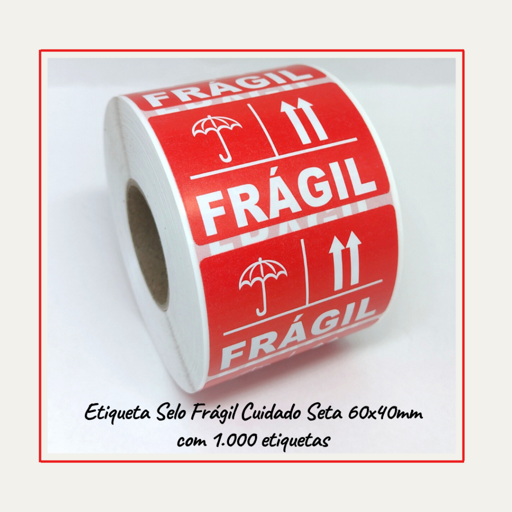 Etiqueta Adesiva Selo Fragil Cuidado Seta 60x40 | Shopee Brasil