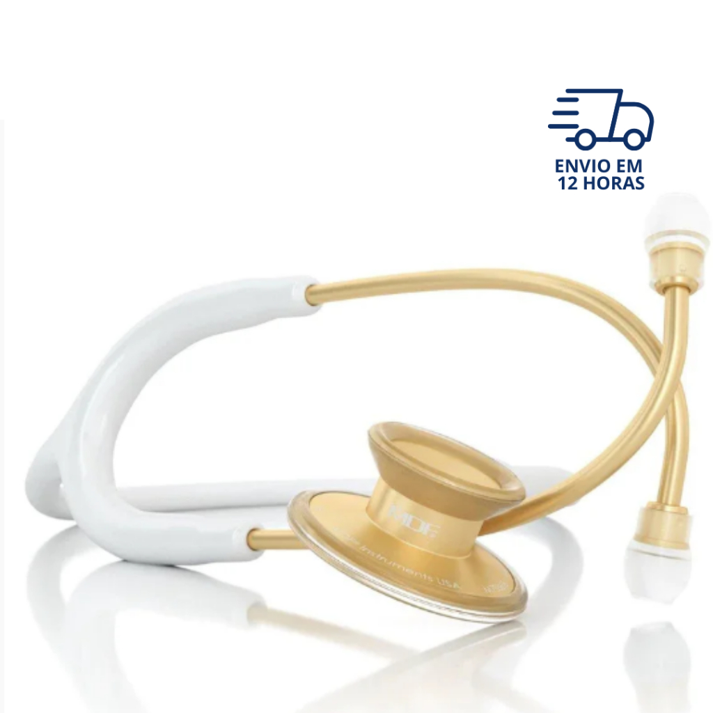 Estetoscópio Lightweight Acoustica Deluxe Duplo Gold White - MDF 747XP ...