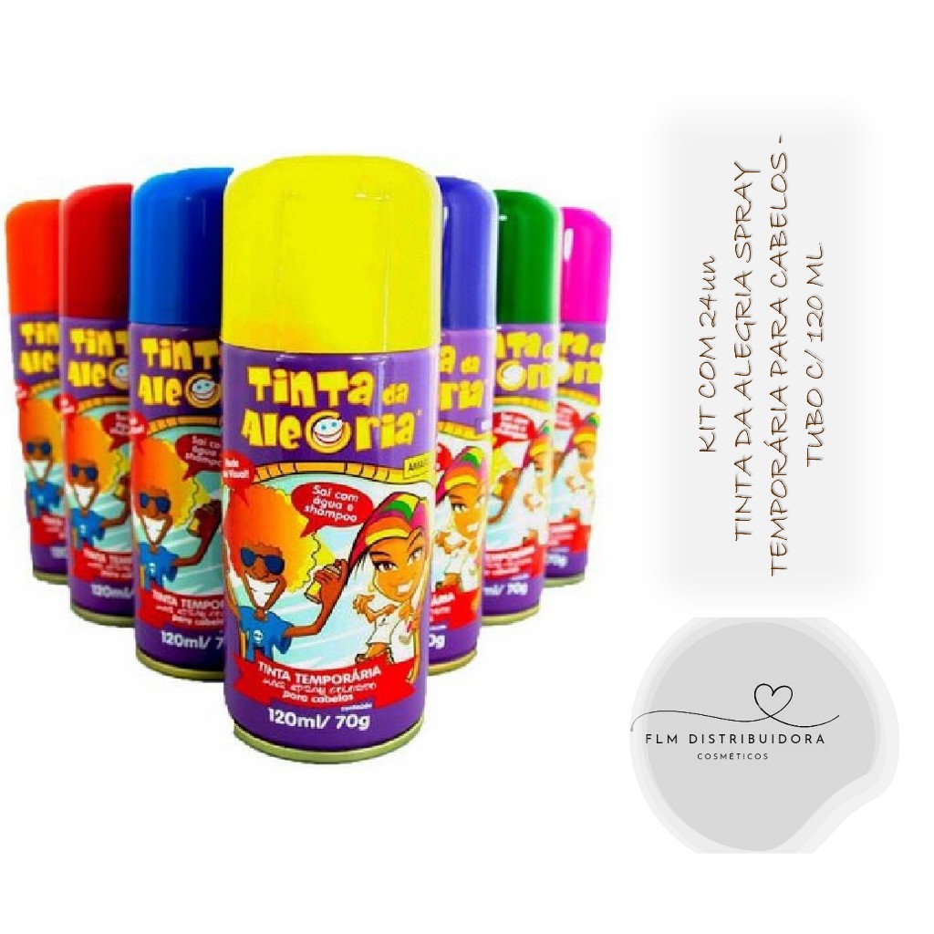 Kit com 24un Tinta da Alegria Spray Temporária para Cabelos SORTIDAS ...