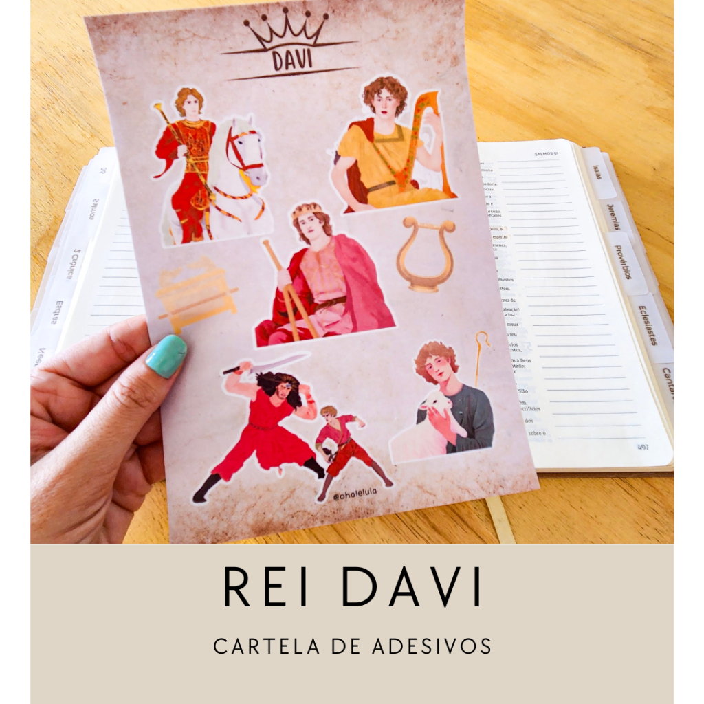 Cartela de Adesivos Rei Davi, Adesivos Cristãos, Devocional , Bible ...