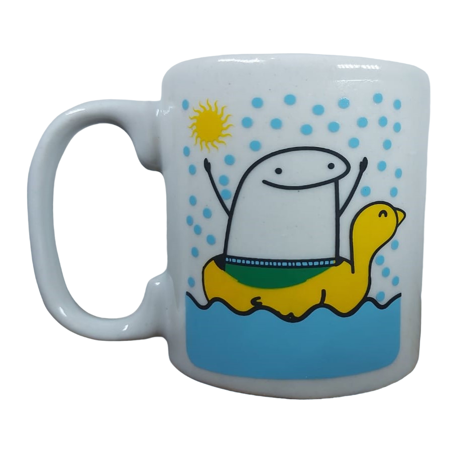 1 Peça Caneca Reta em Porcelana 280ml - Flork Férias na Praia - 2 ...