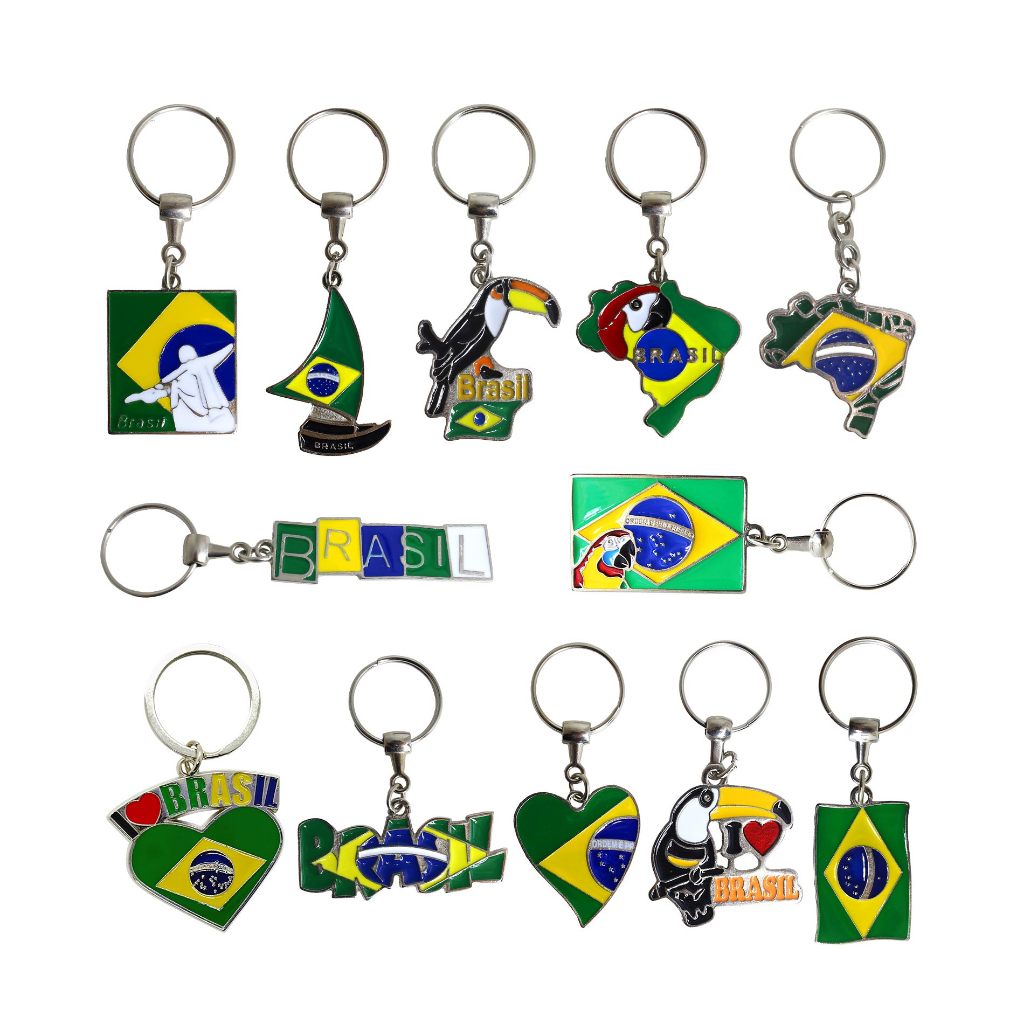 kit 12 Chaveiros Turísticos Do Brasil de Metal - Lembrancinhas Bandeira ...