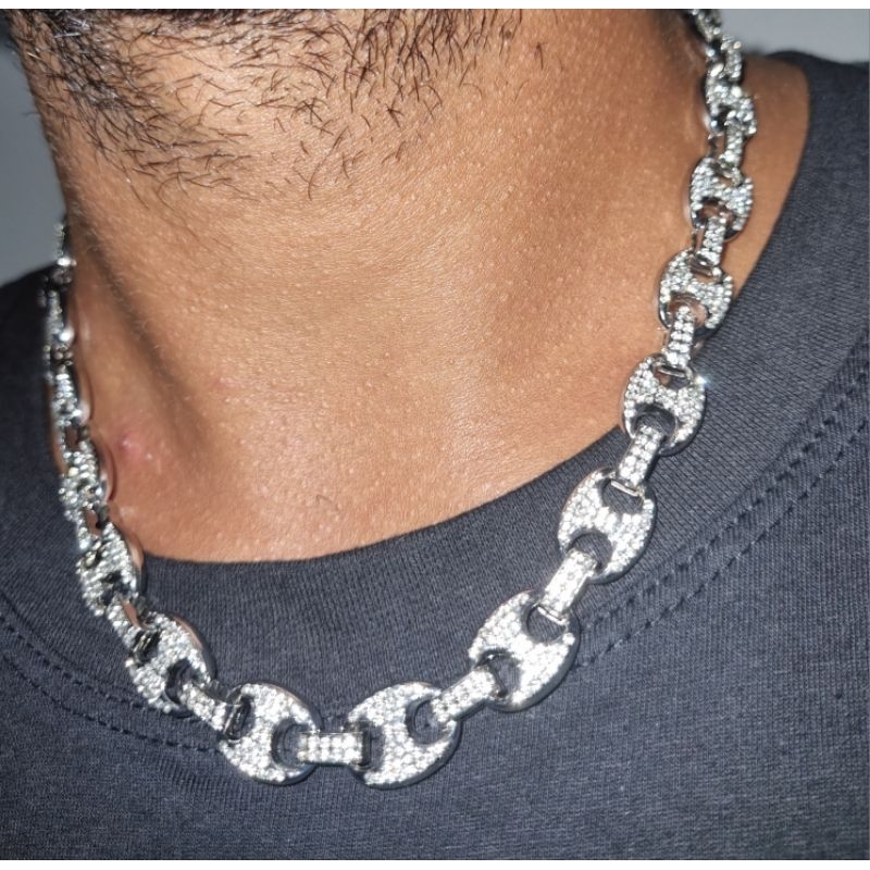 Corrente Cravejada Ice Cuban zircônias Escama hip-hipo/Trap/Funk ...