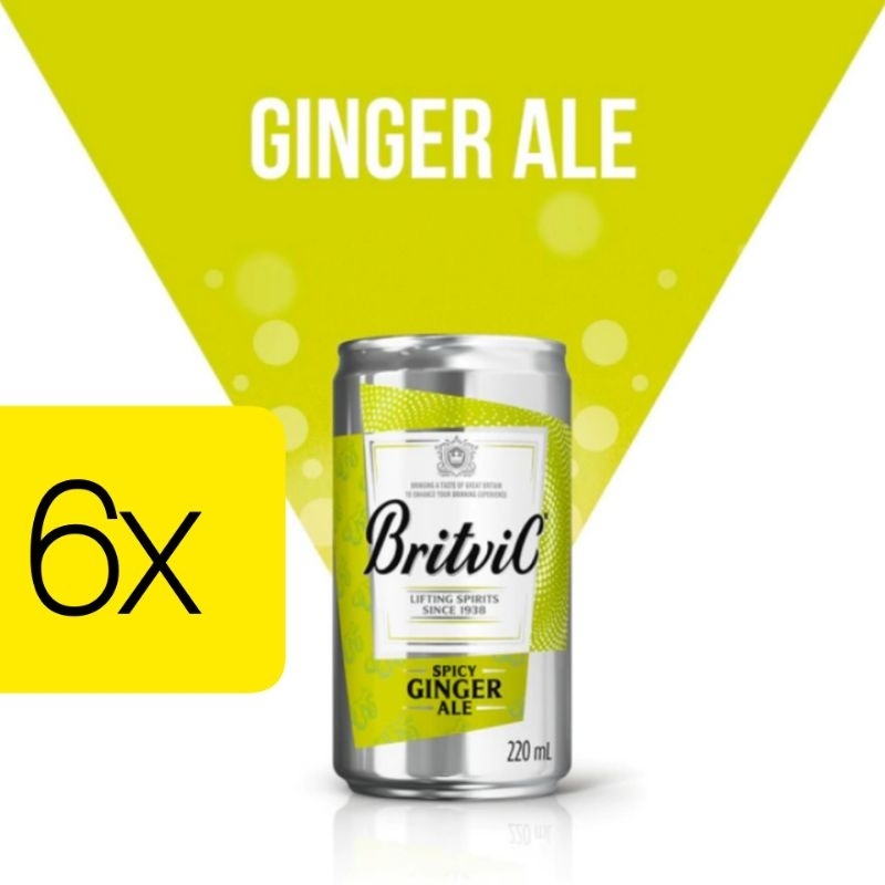 Pack com 6 Refrigerante de Gengibre Britvic Ginger Ale Latas 220ml cada ...