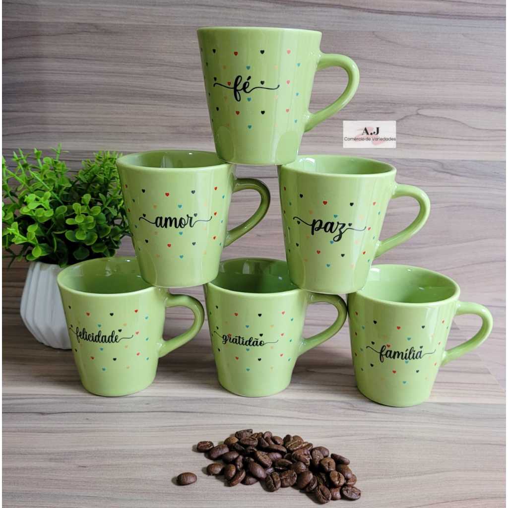Jogo Kit 6 Xícaras Café 120ml Porcelana Decoradas | Shopee Brasil