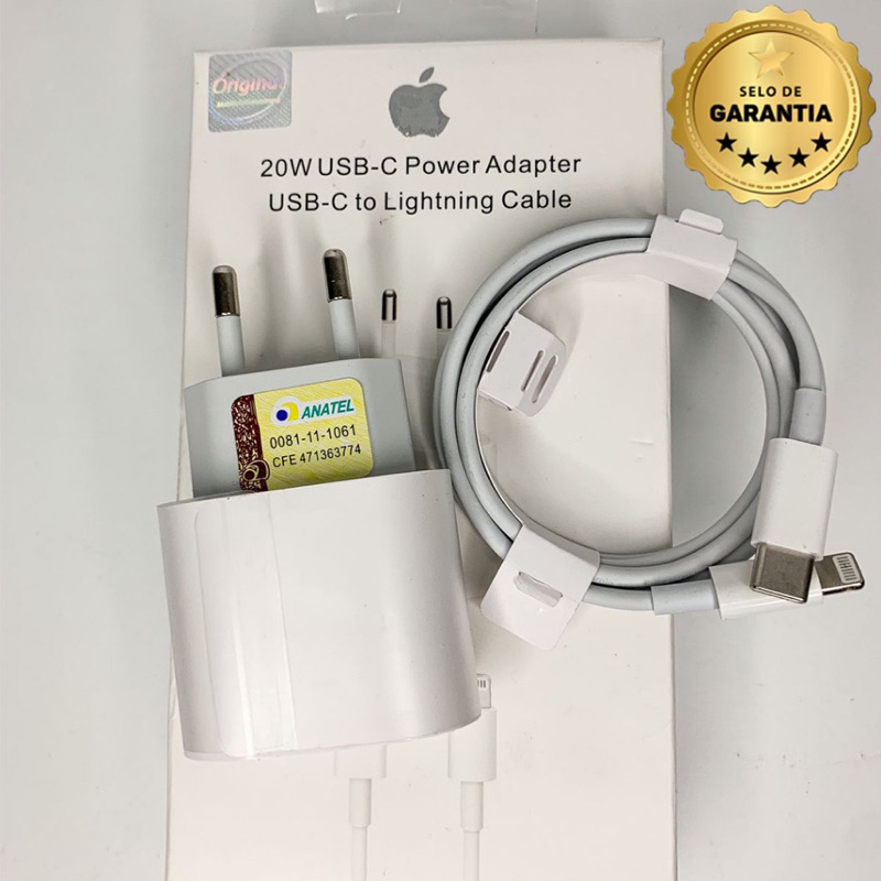 Kit Carregador para iPhone 20W Turbo Fonte+Cabo Lightning Tipo C - Enivo Imediato | Shopee Brasil