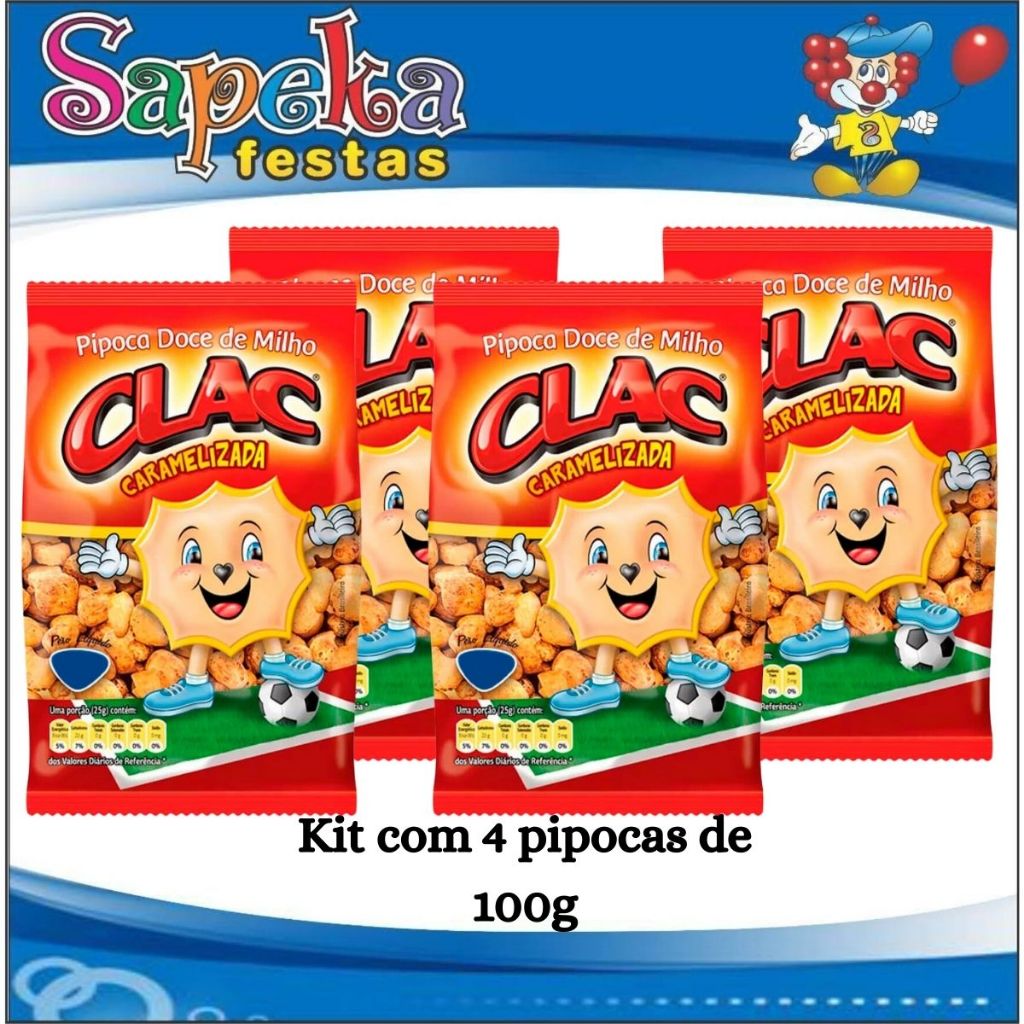 KIT 4 PIPOCAS CARAMELIZADAS CLAC 100g (4 unidades) | Shopee Brasil