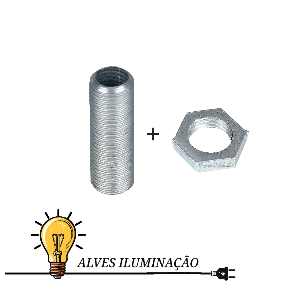 Kit 10 Niples rosca M-10 varias medidas e 10 Porca M-10 de Ferro ...