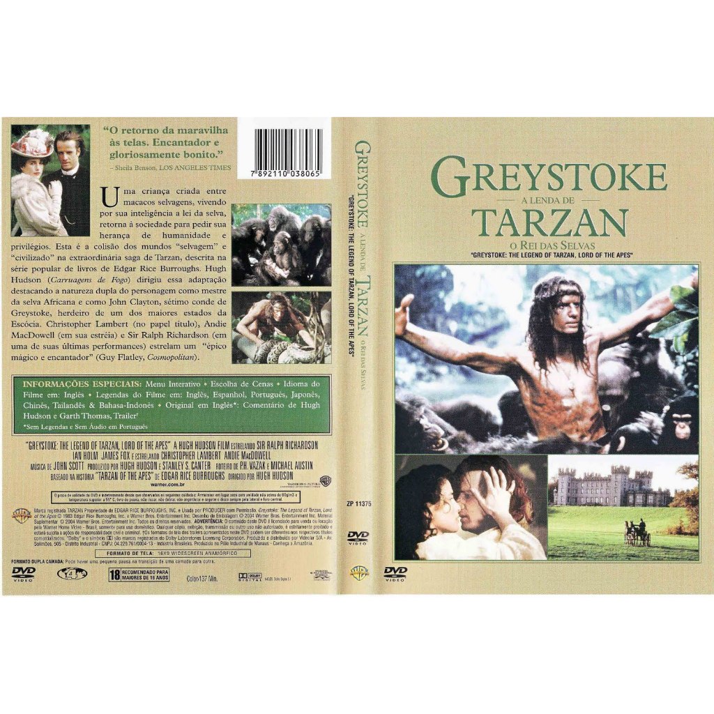 DVD Greystoke - A Lenda de Tarzan, o Rei da Selva 1984 | Shopee Brasil