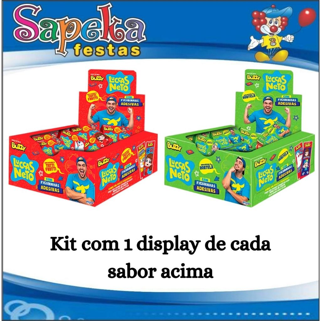 KIt 2 display Chicle Lucas Neto c/ 100 unidades (Tutti-frutti + Hortelã ...