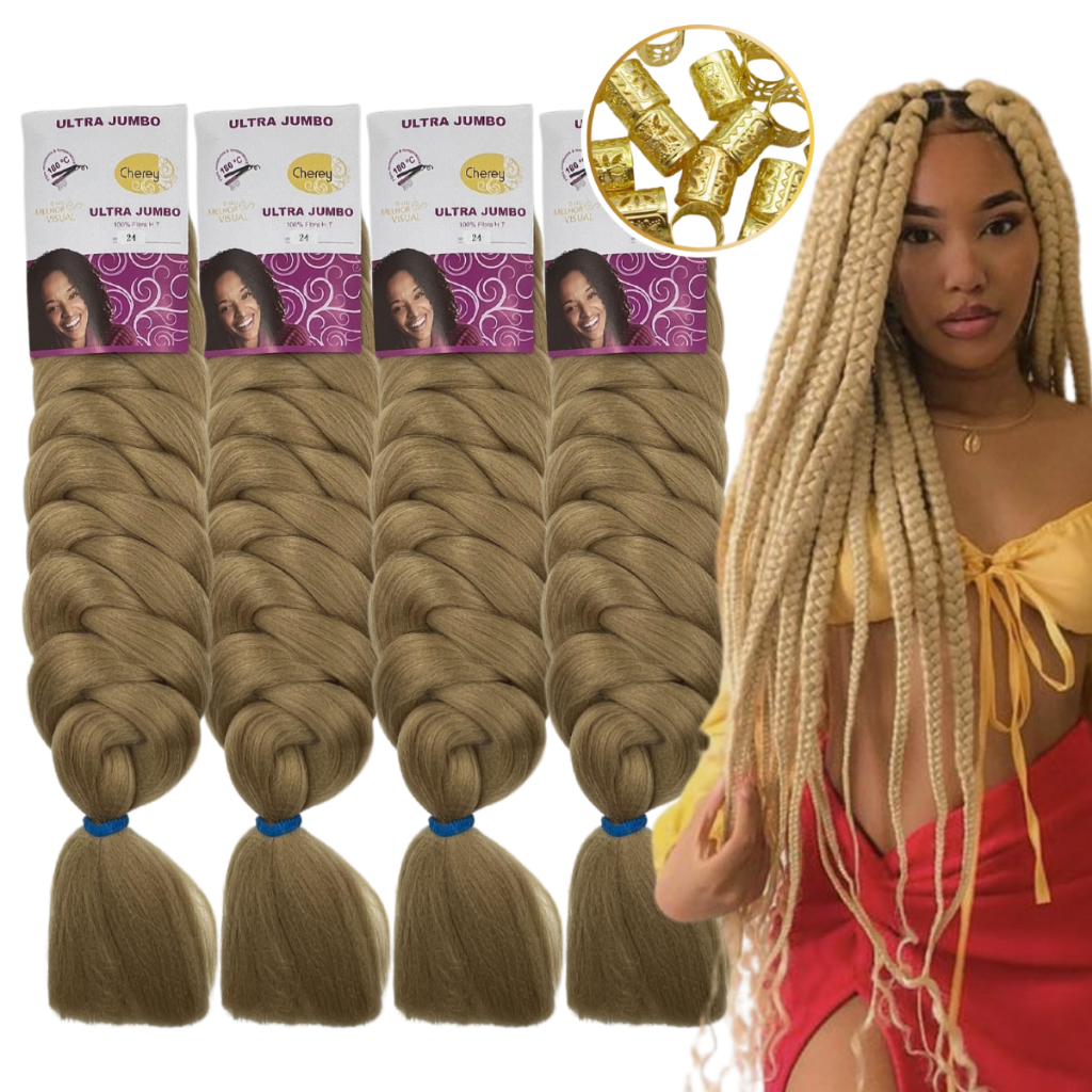 Kit 4 pacotes Ultra Jumbo Trança Box braind 165 gramas + Anéis | Shopee ...