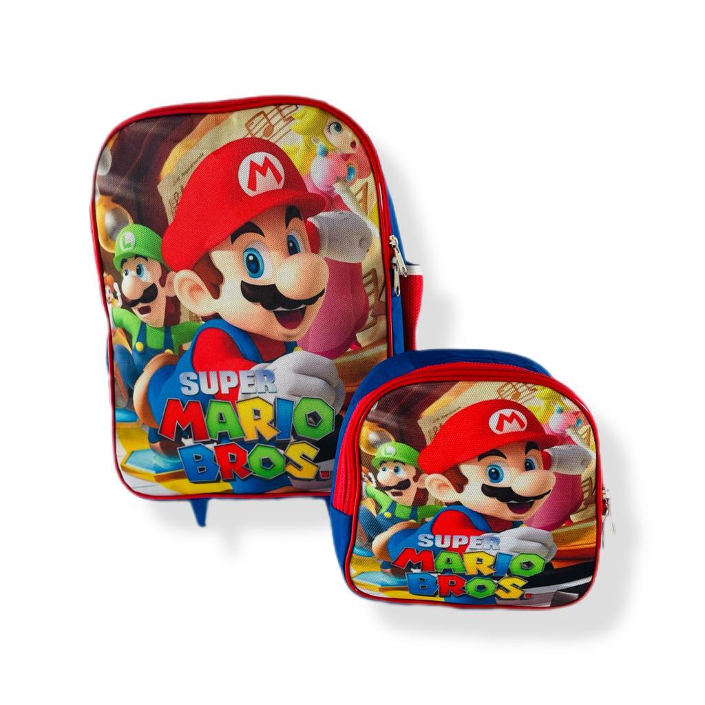 Kit Mochila Escolar Infantil De Rodinhas Super Mario Bros M + Lancheira ...