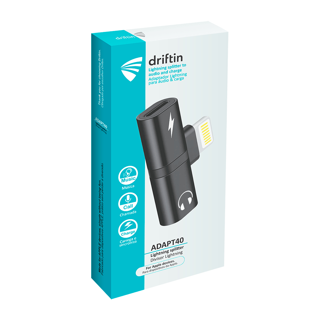 Adaptador Lightning para 2 Portas Lightning (Áudio + Carga) - Driftin - ADAPT40 | Shopee Brasil