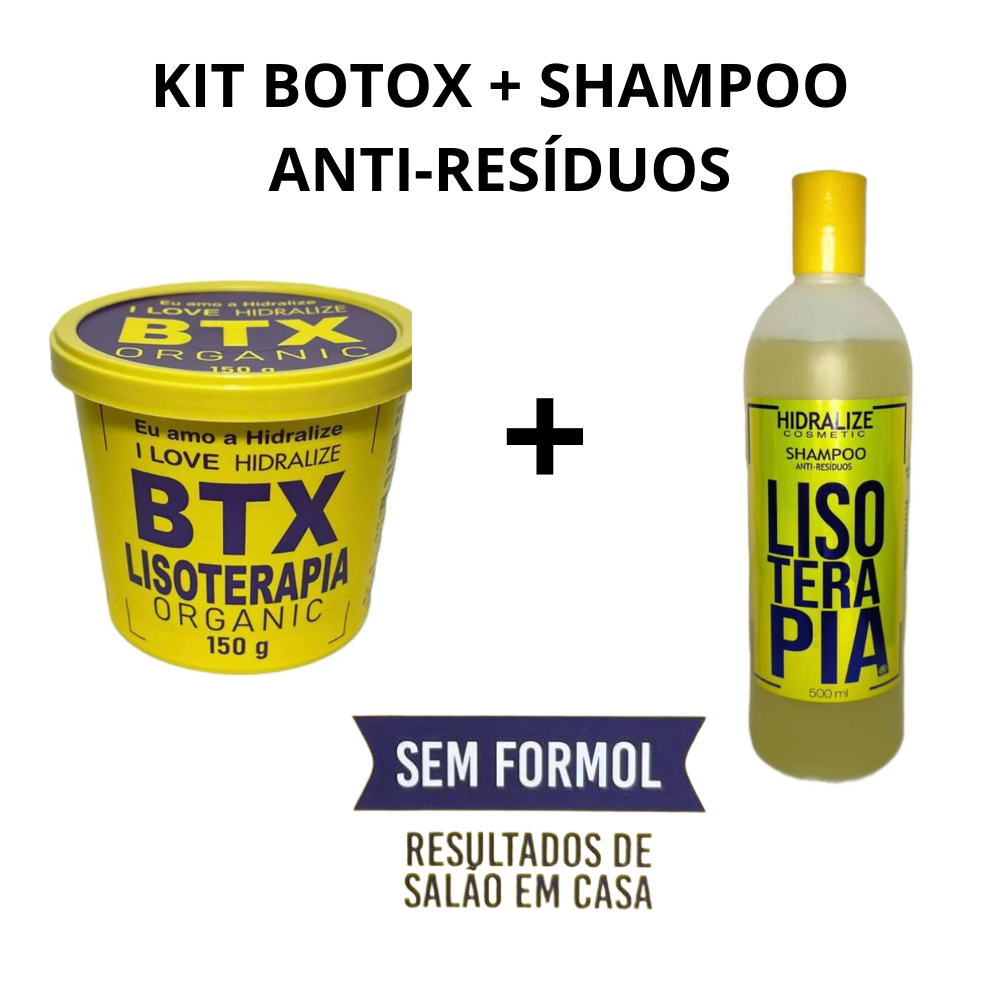 Kit Botox BTX Sem Formol Hidralize150 g com Shampoo Anti-resíduos 500ml ...