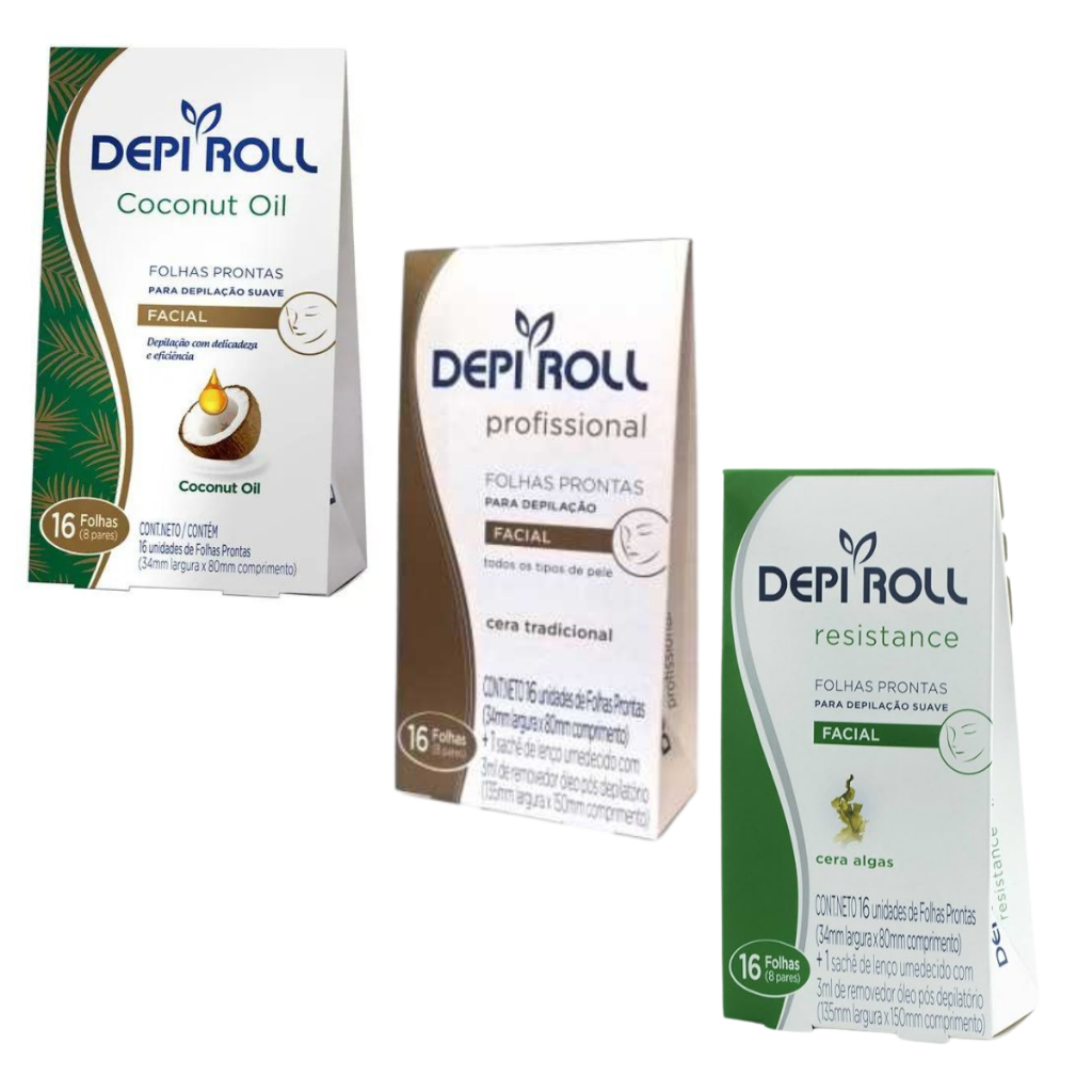 Folhas Prontas Facial Depi Roll 16 unidades - Tradicional /Coconut ...