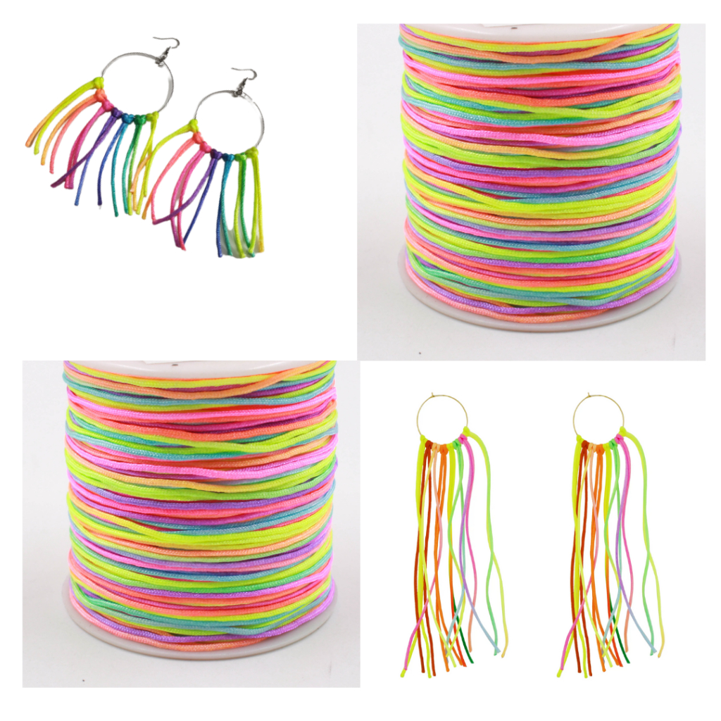 Fio Cordão Poliester colorido para fazer pulseiras 5 metros cordinha de ...