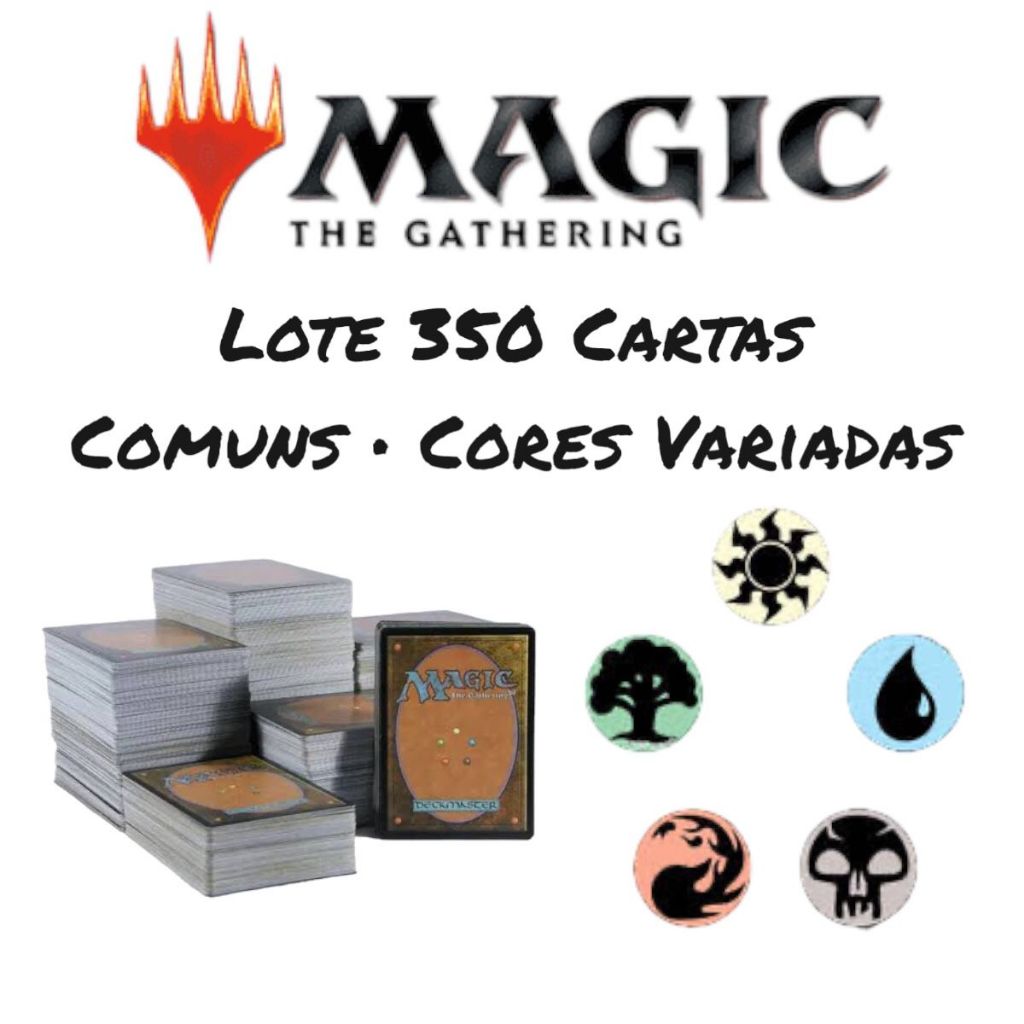 Lote cartas Magic the Gathering 350 cartas Comuns Bulk MTG cores ...