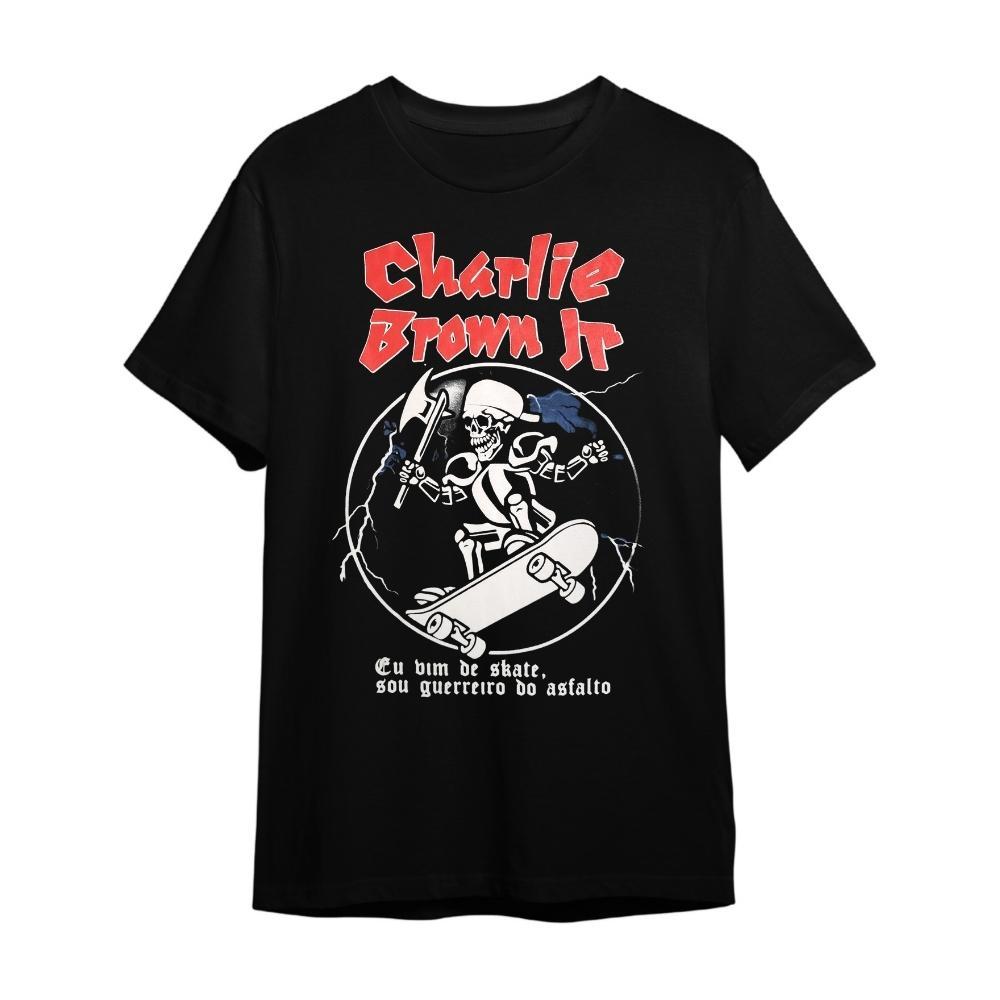 Camiseta Charlie Brown Jr Skatista Preta Adulto Plus Size G1 G2 G3 Unissex Masculina Feminina ...
