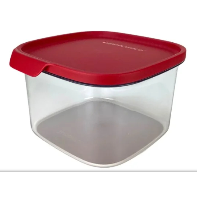 Tupperware Ultra Clear Quadrado 1,7 litro Transparente e Vermelho ...