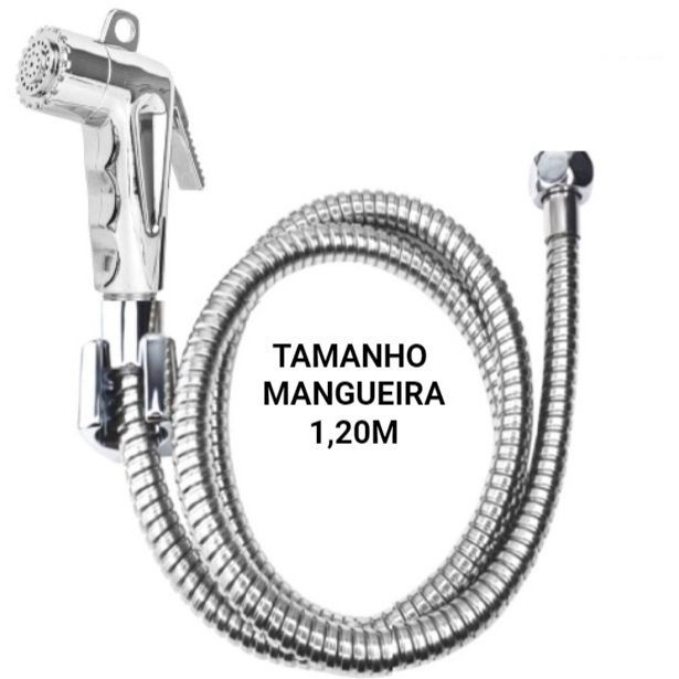 Kit Ducha Higienica Gatilho LUXO CROMADO e Engate Mangueira Flexivel ...