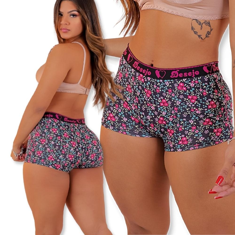 Kit 5 Calcinha Box Cueca Feminina Shortinho De Microfibra Com Forro de Algodão | Shopee Brasil