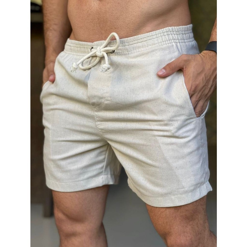 Short Masculino De Linho Mauricinho Qualidade Premium Com Bolsos ...