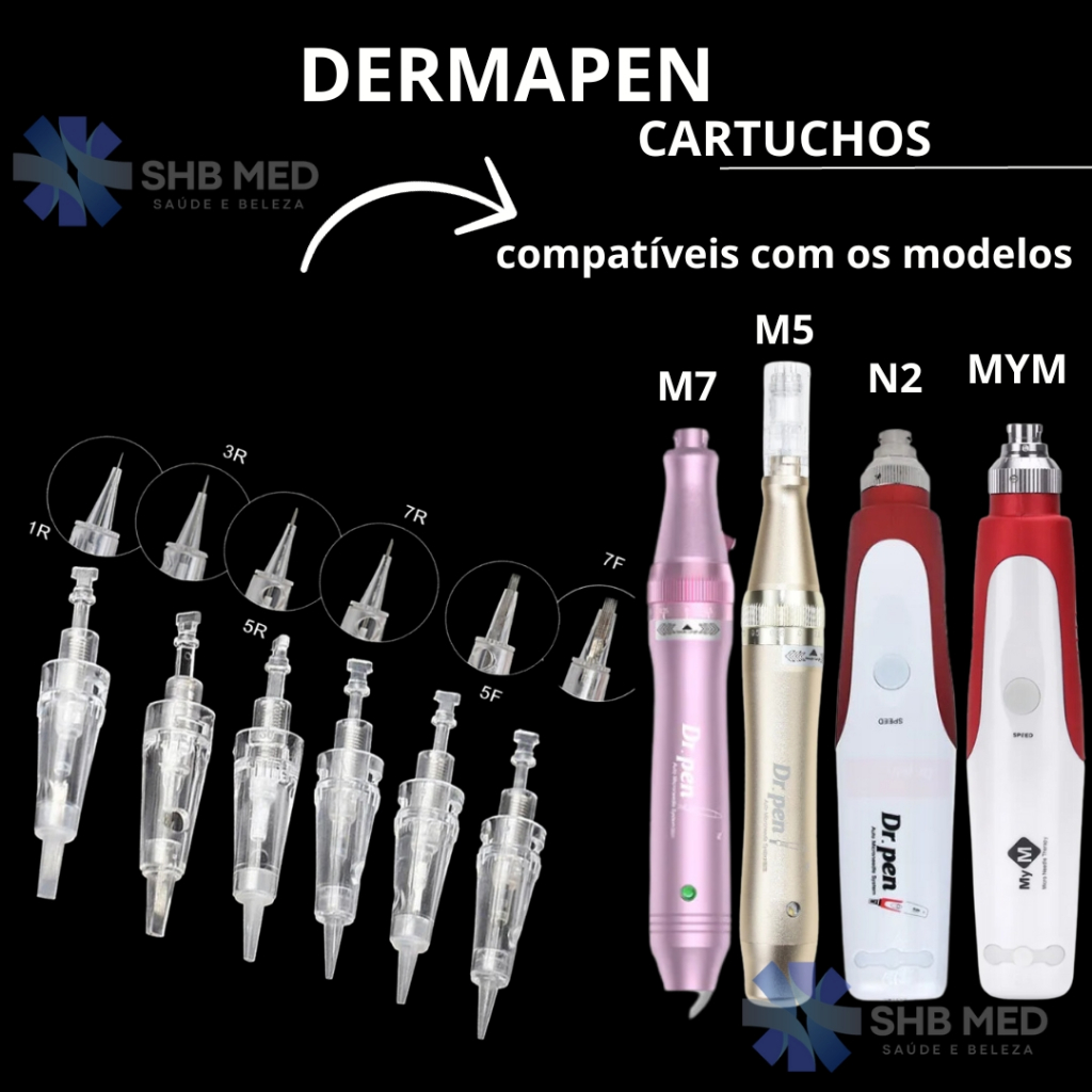 Kit 10 un Cartuchos ponta Agulhas Caneta Derma Pen Mym Dr. Pen M7 ...
