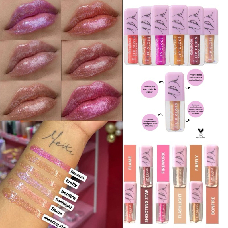 Lip Gloss Glitter Ruby Rose Brilho Labial | Shopee Brasil