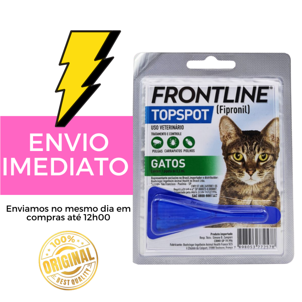 Antipulga e Carrapato e Piolhos p/Gatos Frontline Top Spot 01kg a 10kg ...