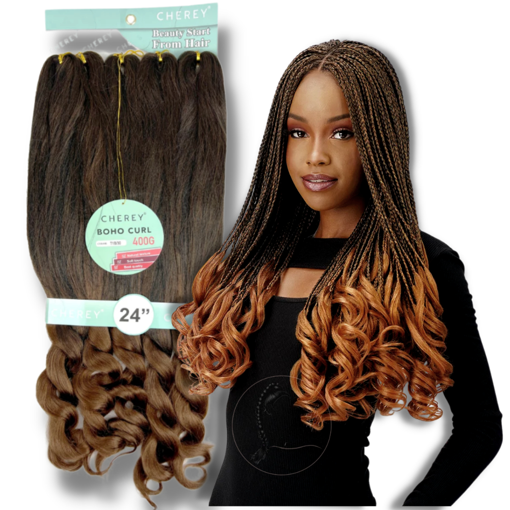 Jumbo Boho Curl Preto com Cobre #T1B/30 Fibra Premium Braids 400gr ...