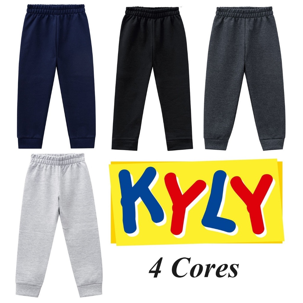 Kit 3 Calça Moletom Flanelada Punho Infantil Kyly Original Oferta ...