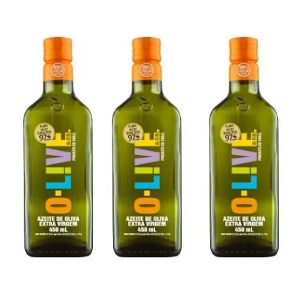 Azeite de Oliva Extravirgem Olive vidro 3 unidades 450ml | Shopee Brasil