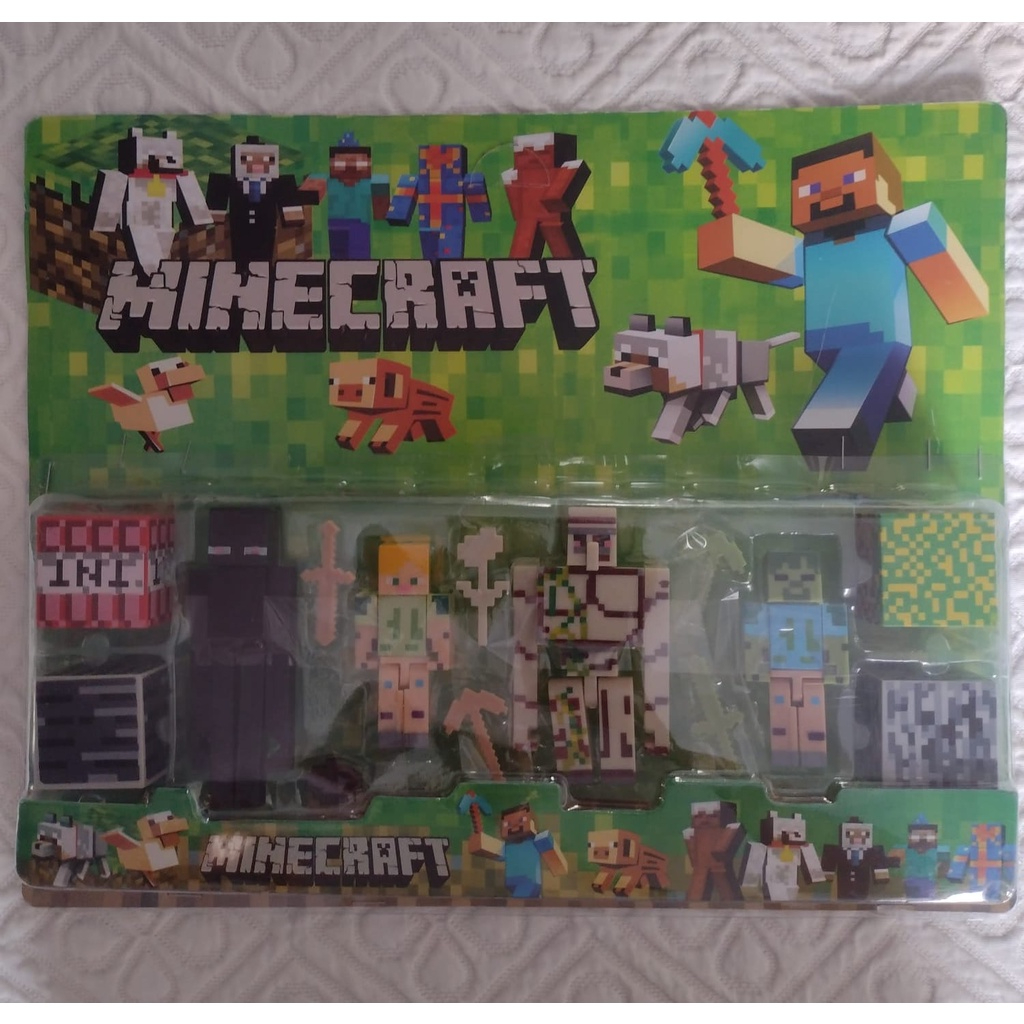 Kit minecraft com personagens e acéssorios | Shopee Brasil