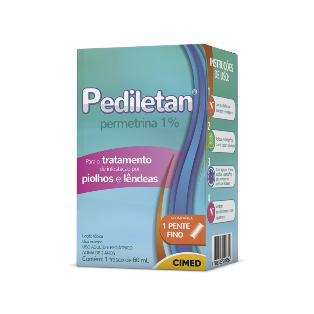 Pediletan Permetrina 1% 60 ml Mais 1 Pente Fino Loção Capilar Cimed ...
