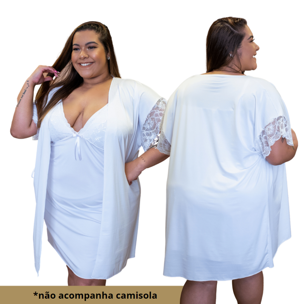Hobe Plus Size Confortável 50 52 54 56 58 com Renda Luxo Roupão Sensual ...