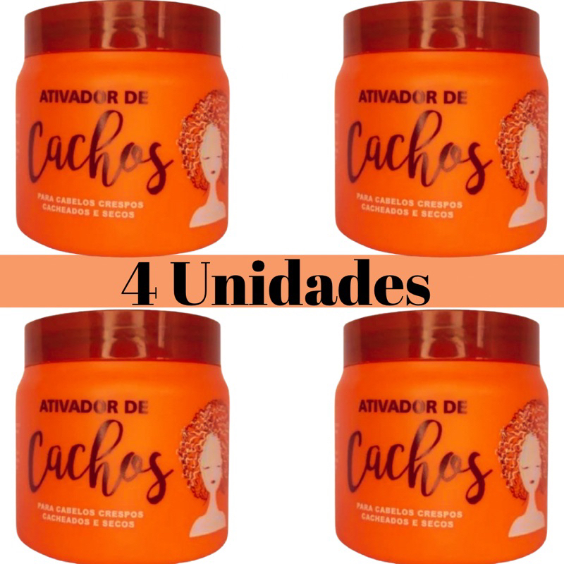Kit 4 unidades Ativador De Cachos Naxos 500g -Cabelos Crespos Cacheados ...