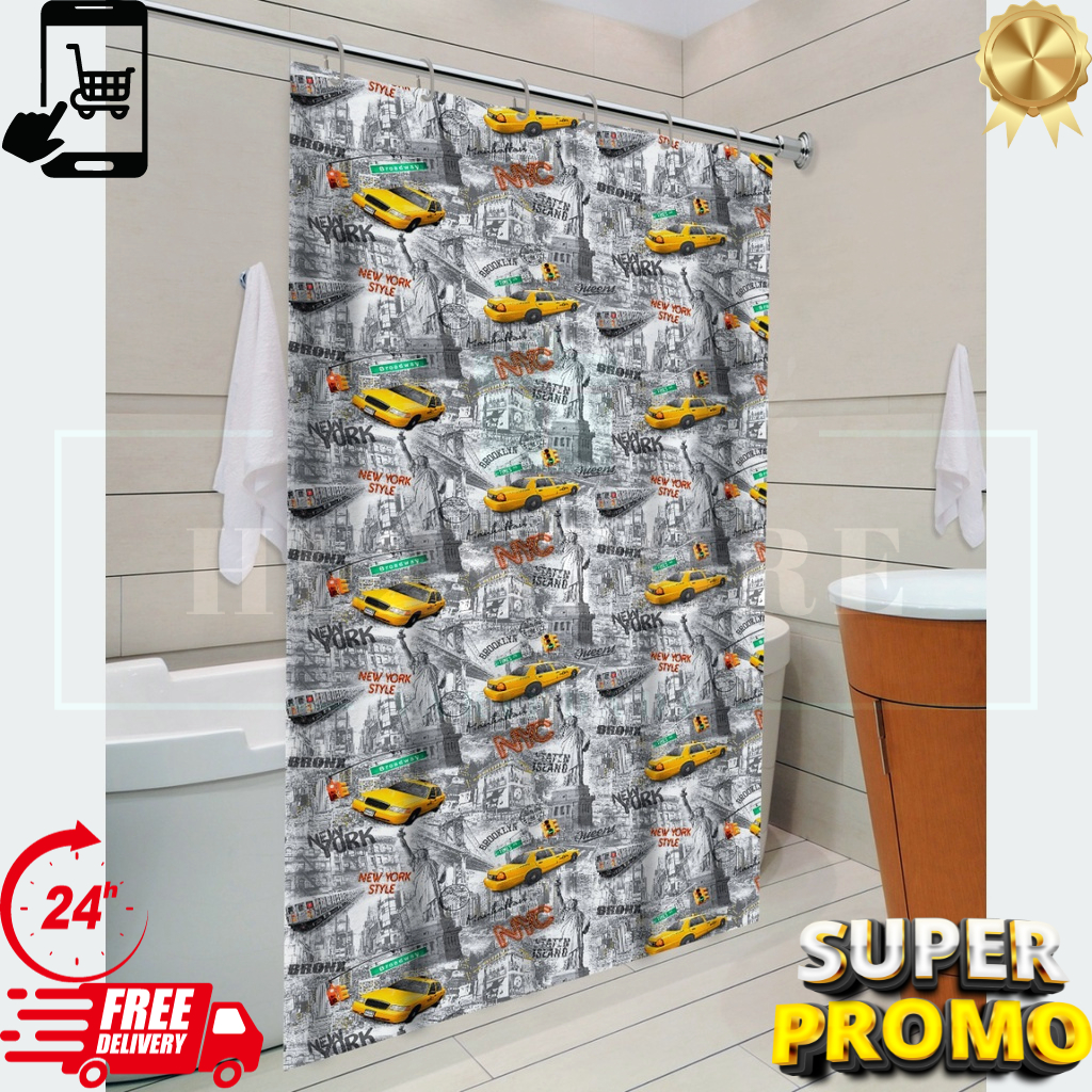 Cortina De Box Estampada NY - Com Ganchos | Shopee Brasil