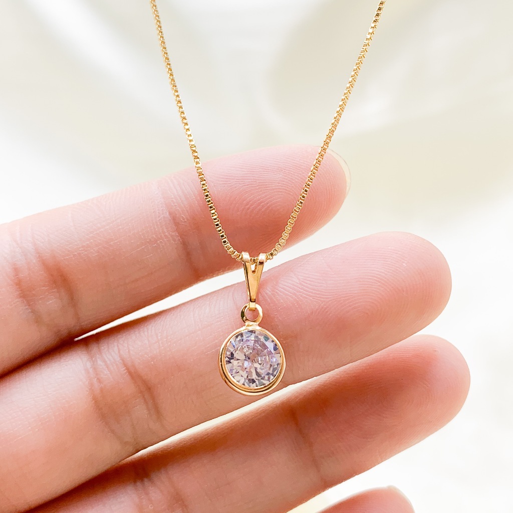 Colar Ponto De Luz pingente coracao gotinha redondinho folheado a ouro ...