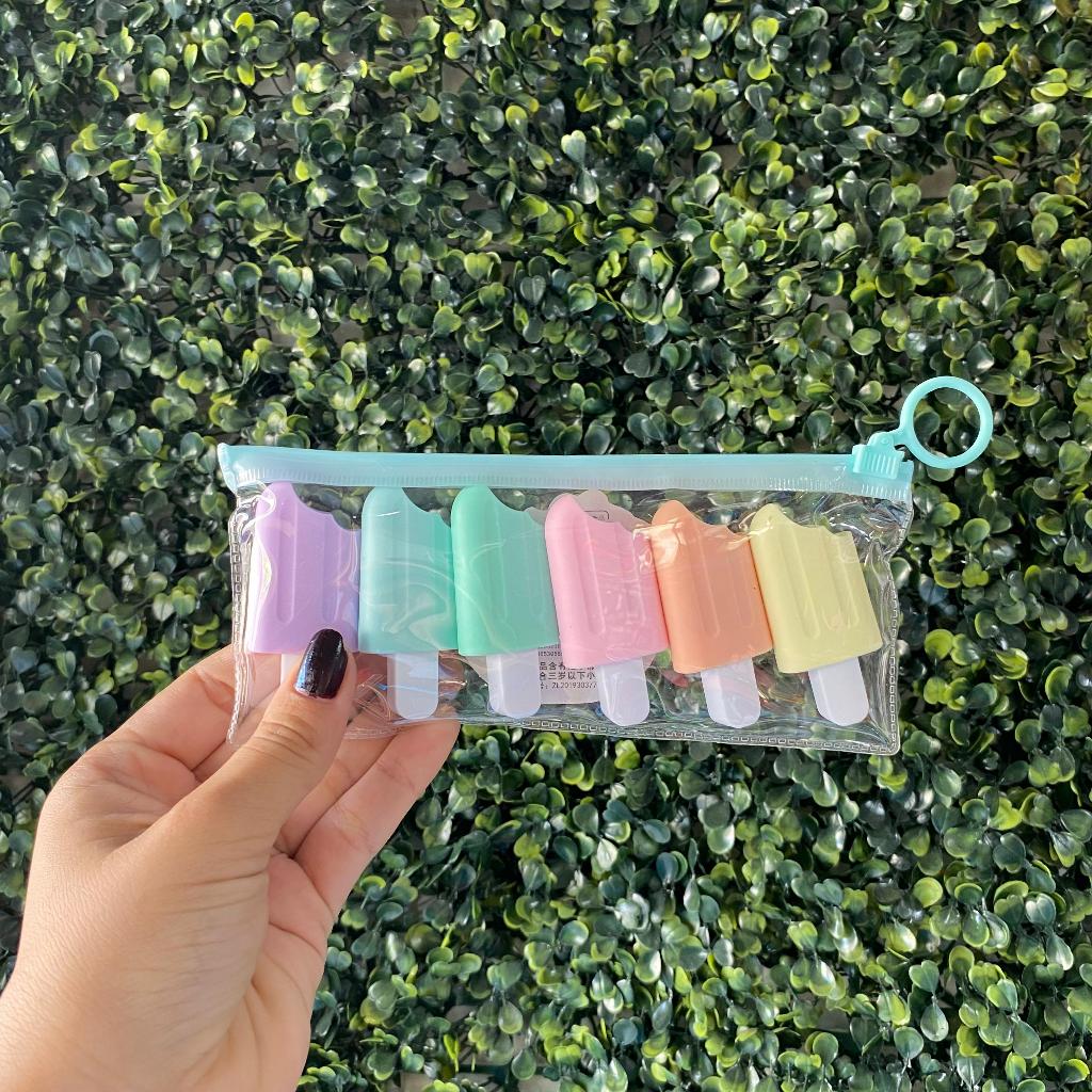 Mini Marca Texto Picolé Kit c/6 cores | Shopee Brasil