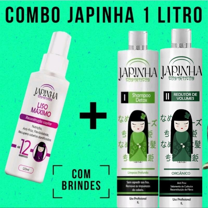 KIT JAPINHA ALISANTE ORGANICO DE 1 ltr + SPRAY LISO MÁXIMO 120ML ...